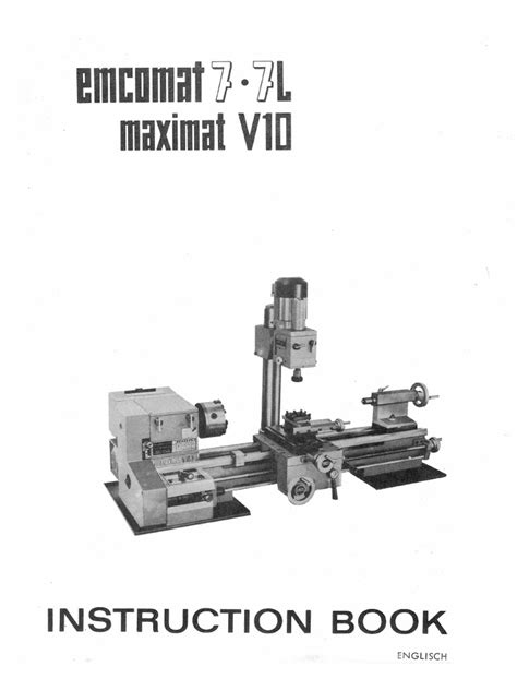 Emco Emcomat 77l Maximat V10 V10p User Manual With Maximat V10p