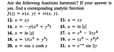 Solved Are The Following Functions Harmonic If Your Answer Chegg