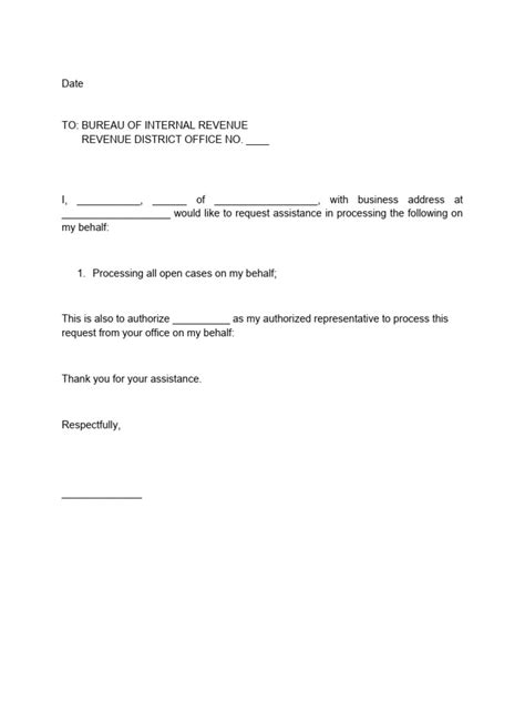 Request For Assistance With Authorization Bir Pdf Law