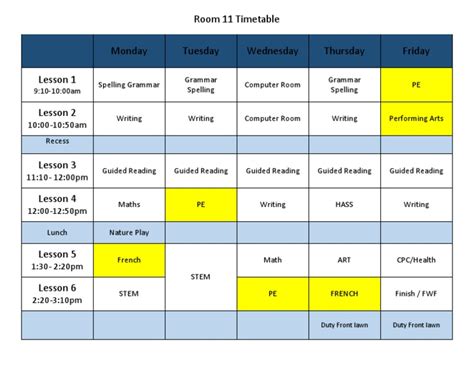 Room 11 Timetable Pdf