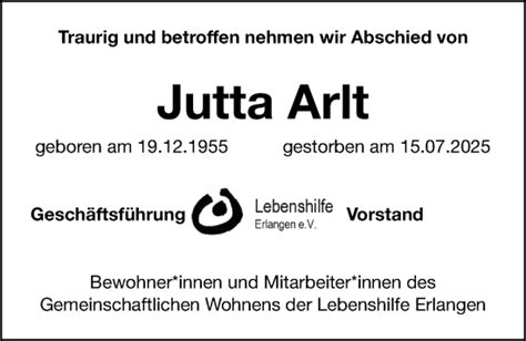 Traueranzeigen Von Jutta Arlt Trauer Nn De