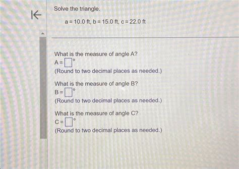 Solved Solve The Triangle A100ftb150ftc220ft What