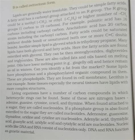 B Is Called Zwitterionic Form Lipids Are Generally Water Insoluble They