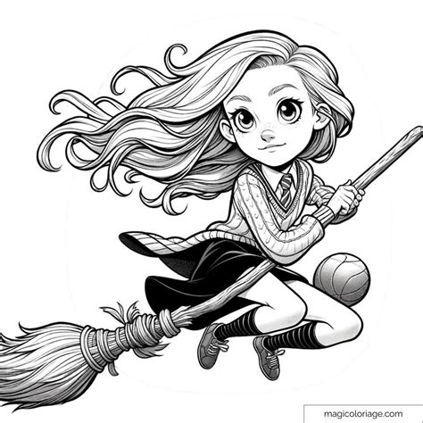Coloriage Ginny Weasley Jouant Au Quidditch à Imprimer
