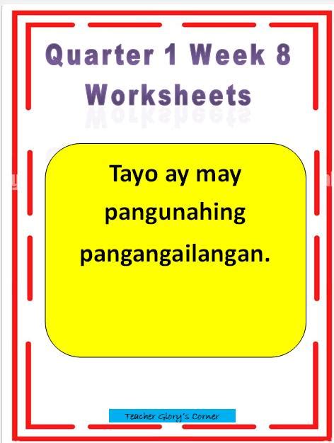 Kindergarten Worksheets And Resources👨‍👩‍👧‍👧 Quarter 1 Week 8