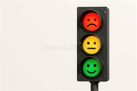 Traffic Light With Emoji Faces Showing Emotions Space For Text Stock