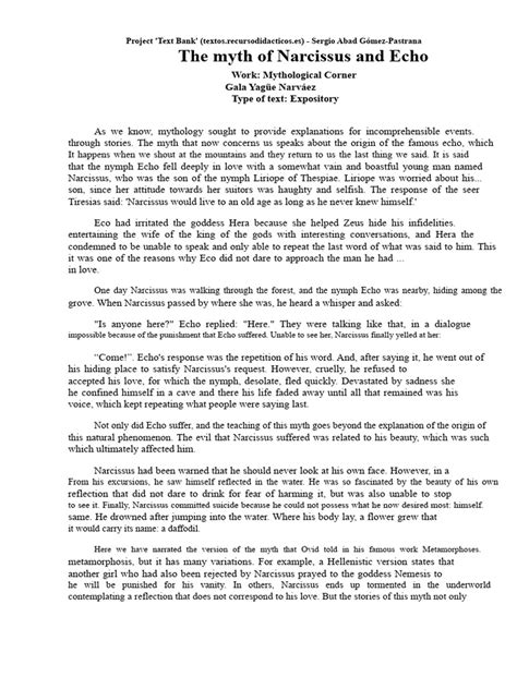 The Myth Of Narcissus And Echo Explained Pdf