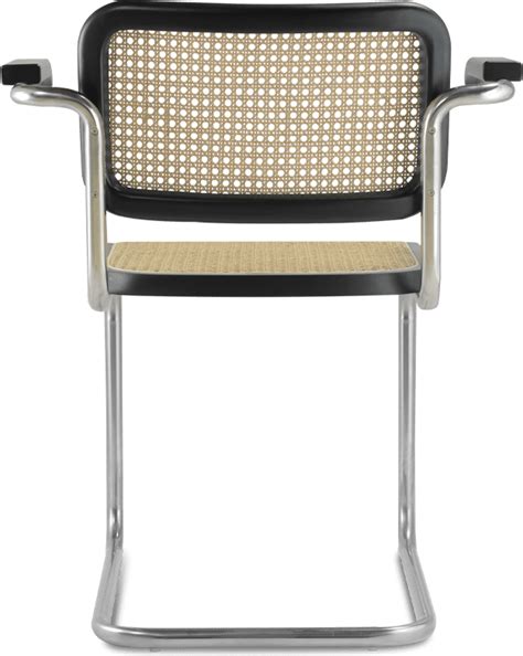 Cesca Side Arm Chair Black Marcel Breuer Mobelaris