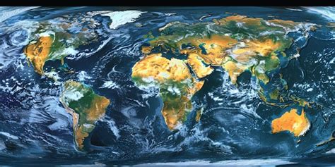 Photo Of A Global Satellite View Capturing The Earth Physical Map From