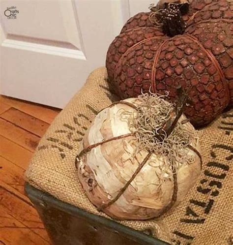 Rustic Pumpkin Craft Using Birch Bark Rustic Crafts And Diy
