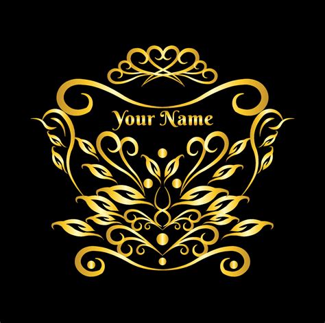 Vintage Gold Frame With Your Name On A Black Background 13946724 Vector