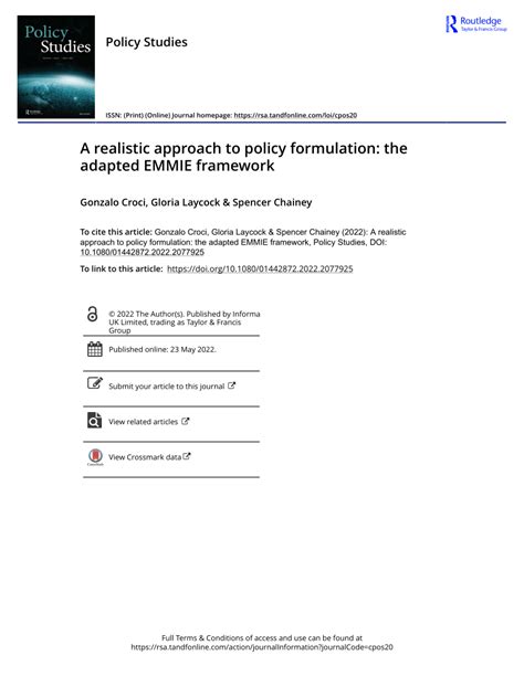 Pdf A Realistic Approach To Policy Formulation The Adapted Emmie