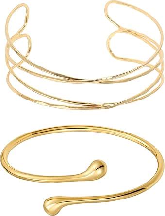Canrnyacbz 2 Stück Oberarmreif Gold Bracelet Damen Minimalistisches