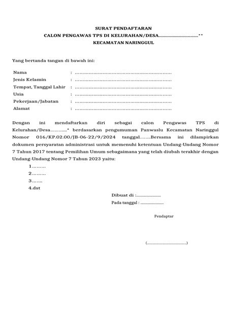Surat Pendaftaran Ptps Pdf