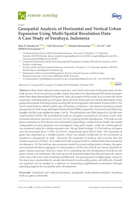Pdf Geospatial Analysis Of Horizontal And Vertical Urban Expansion