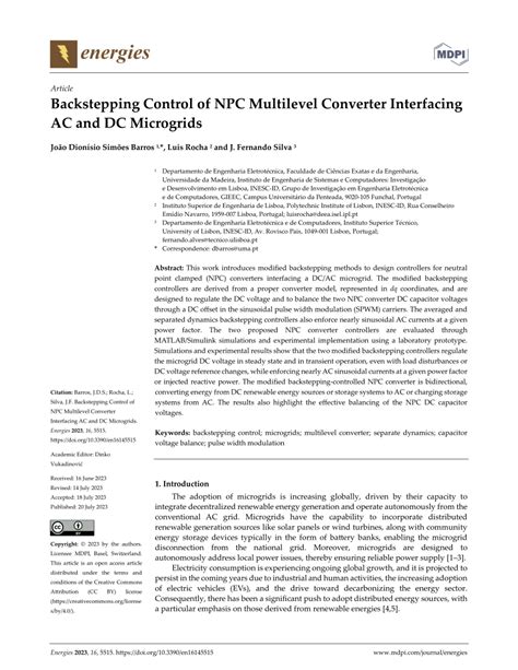 Pdf Backstepping Control Of Npc Multilevel Converter Interfacing Ac And Dc Microgrids