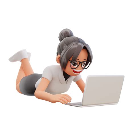 3d Render Cute Business Woman Hold Laptop 12616686 Png