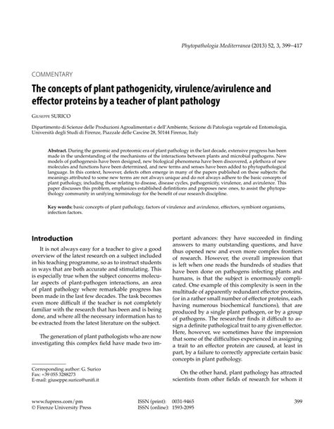 Pdf The Concepts Of Plant Pathogenicity Virulence Avirulence And
