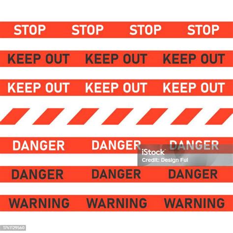빨간색 주의 위험 테이프 출입 금지 구역 접근 제한 건설 구역 경고 표지판 정지 플랫 벡터 그림입니다 건설 산업에 대한 스톡 벡터 아트 및 기타 이미지 Istock