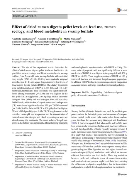 Effect Of Dried Rumen Digesta Pellet Pdf Biology
