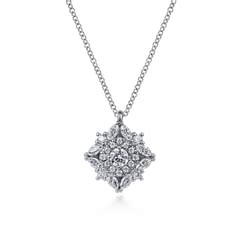 14k White Gold Diamond Cross Pendant Necklace Shop 14k White Gold