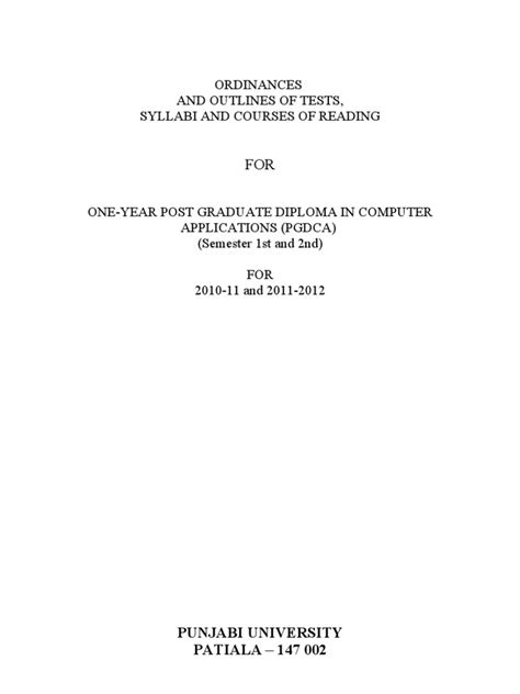 Pgdca Course Structure And Syllabus Pdf Pointer Computer