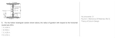 Solved For The Hollow Rectangular Section Shown Above The