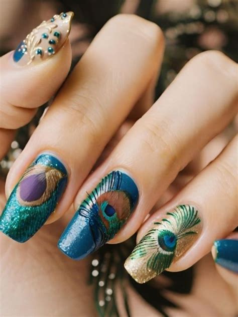 155 Creative Peacock Nail Designs And Ideas To Try