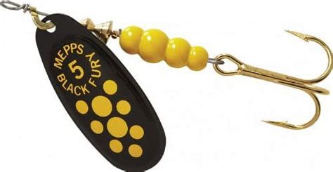 Mepps Black Fury Plain Treble Spinner Yellow Dot Size 5 1 2 Oz Bf5 Y
