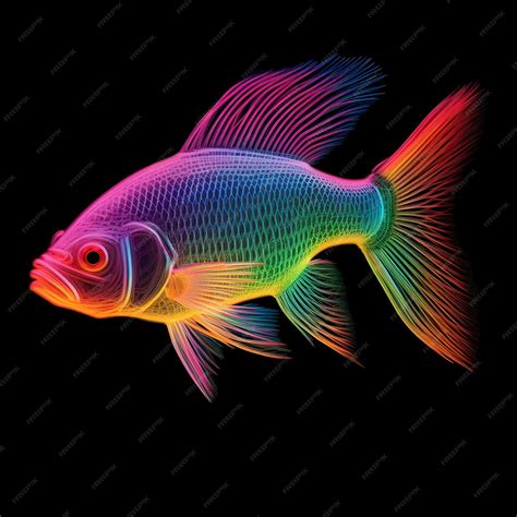 Premium Ai Image A Rainbow Colored Fish On A Black Background