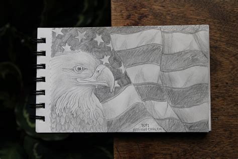 4th Of July Pencil Drawing Black And White Flag Art Diy Patriotic