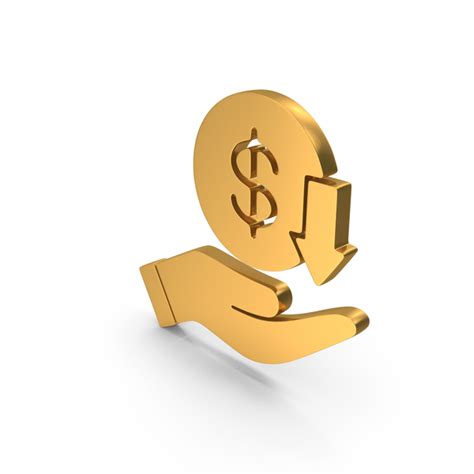 Gold Decrease Dollar Hand Coin Icon 3d Object 2409244335 Shutterstock