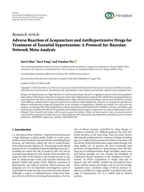 Pdf Adverse Reaction Of Acupuncture And Antihypertensive Drugs For Treatment Of Essential