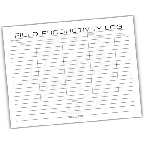 Field Productivity Log Printable Template Crop Yield Tracker