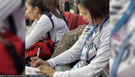 Look Adamson Lady Falcon Rizza Cruz Multitasks By Completing Homework