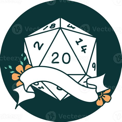 Natural Twenty D20 Dice Roll Icon 44965563 Png