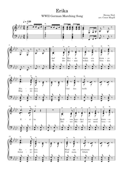 Erika Auf Der Heide Blüht Herms Niel Solo Piano Sheet Music For
