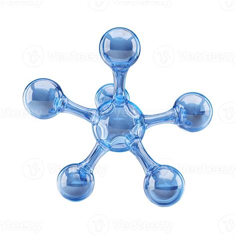 Blue Glass Molecular Structure Model Representing Science And Chemistry