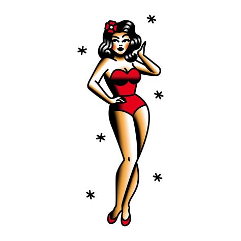 New School Pin Up Girls Tattoo Designs