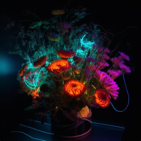 Premium Photo Bioluminescent Bouquet Neon Lighting28
