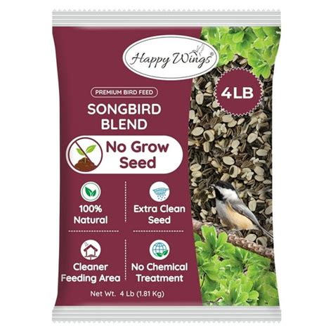 Happy Wings No Grow Bird Seed Mix 4lb Pack Of 2 Songbird Bird Seed