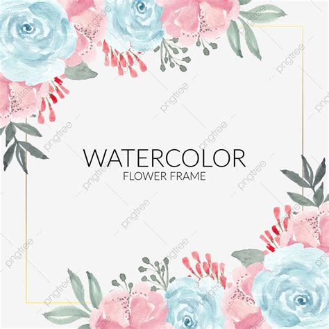 Marco De Flores Acuarela Para Decoración De Tarjetas De Felicitación