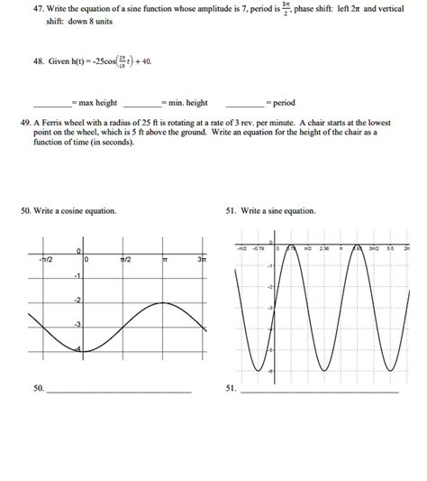 47 Write The Equation Of A Sine Function Whose Amplitude Is Period Is