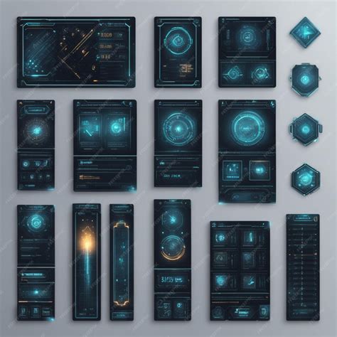 Premium Vector Modern Futuristic User Interface Square Frames Blocks