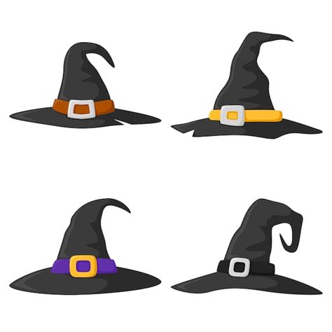 Premium Vector Set Of Wizard Hat Isolated On White Background