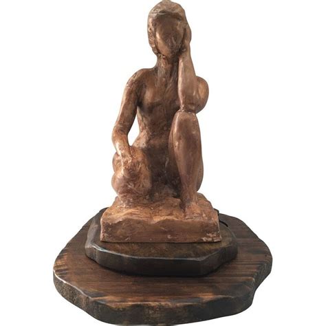 Vintage Sculpture Naked Kneeling Woman In Clay France 1950 €469