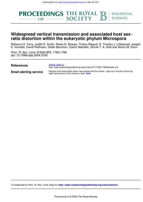 Pdf Widespread Vertical Transmission And Associated Host Sex Ratio