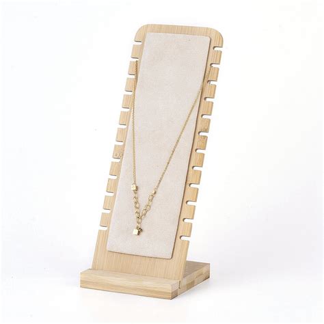 Bamboo Necklace Display Stand L Shaped Long Chain Display Stand