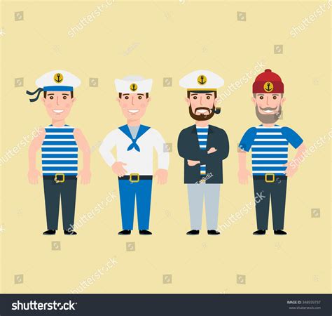 Cartoon Sailor Characters Set Captain Stock Vector Shutterstock