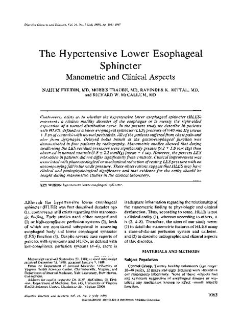 The Hypertensive Lower Esophageal Sphincter